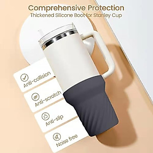 Silicone Boot for Stanley Cup 40 oz Quencher,Cup Bottom Protector Sleeve,Water Cup Accessories for Stanley Quencher H2.0 FlowState Tumbler 40oz/Stanley Adventure Quencher Tumbler (40OZ, Gray)