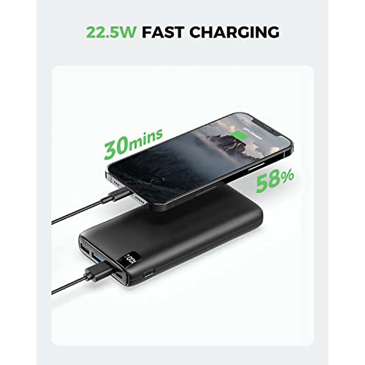 FEELLE Power Bank Portable Charger - 27000mAh USB C in & Out PD Fast Charger QC3.0 22.5W 4 Outputs External Battery Pack Compatible with iPhone, Samsung, Google, LG, Tablet and More