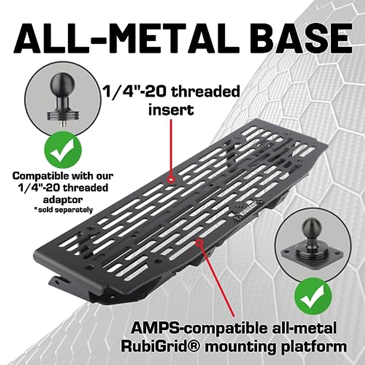 Bulletpoint RubiGrid Metal Dash Mount Phone Holder & Action Camera Mount Compatible with 2021-2024 Ford F-150 and Ford Raptor