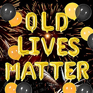 GallaRato Old Lives Matter Balloon Old Lives Matter Banner Retirement party decorations Retirement Backdrop 40th 50th 60th 70th 80th 90th 100th Birthday Party Decorations