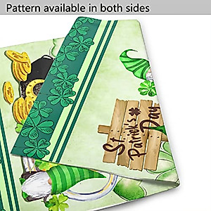 St Patricks Day Garden Flag, Lucky Irish Gnomes Shamrocks Welcome Burlap Garden Flags 12x18 Double Sided, Outdoor Small Holiday Garden Decor Flags