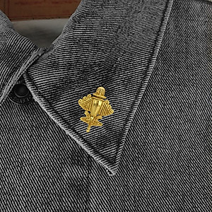 Across The Puddle, Ancient Aliens Jewelry Collection, 24k Gold Plated Pre-Columbian Quimbaya Golden Jet-9 / Ancient Aircraft-9 / Golden Flyer-9 Lapel Pin with Military Clutch