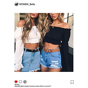 Ssumday 2 Pack Women's Womens Girl Female Ladies Black Brown Waist Leather Belts for Jeans Pants Dress Dresses with Fashion Pin Buckle(RZKBR-M)