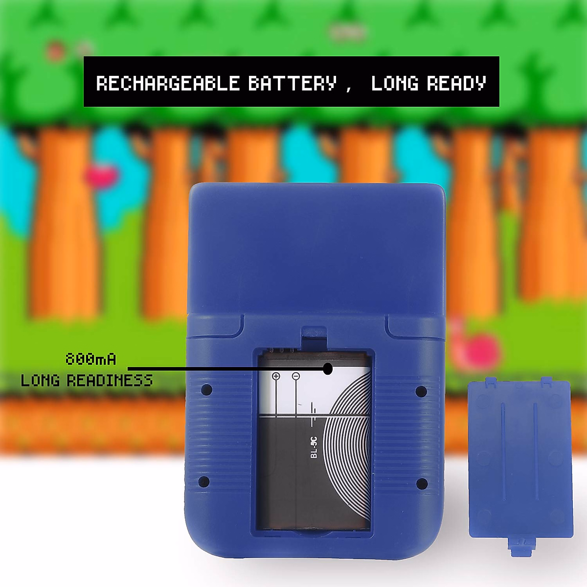 PomisGam Handheld Game Console, Retro Mini Game Player,500 Classical FC Games, Support for Connecting TV & Two Players with Rechargeable Battery Gift for Kids and Adult (Blue)