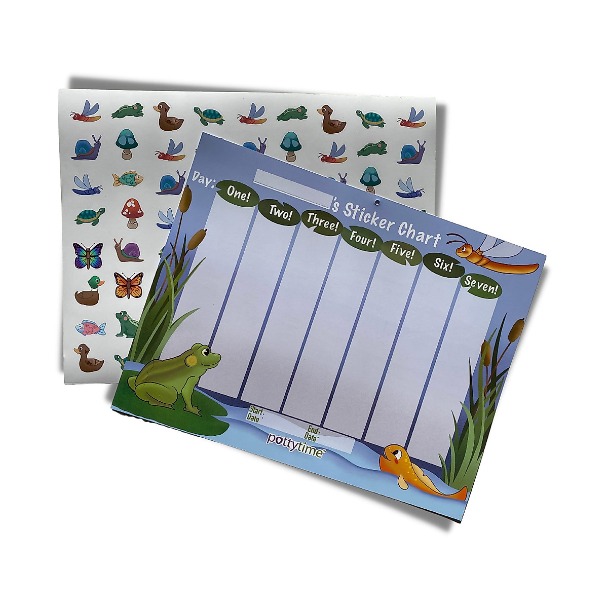 Potty Time:The Original Potty Watch|Water Resistant,Toilet Training Aid,Warranty(30|60|90 Min Auto Timers w/Music & Flashing Lights for Fun & Gentle Reminders) Green, Pond Sticker Chart & Battery Kit