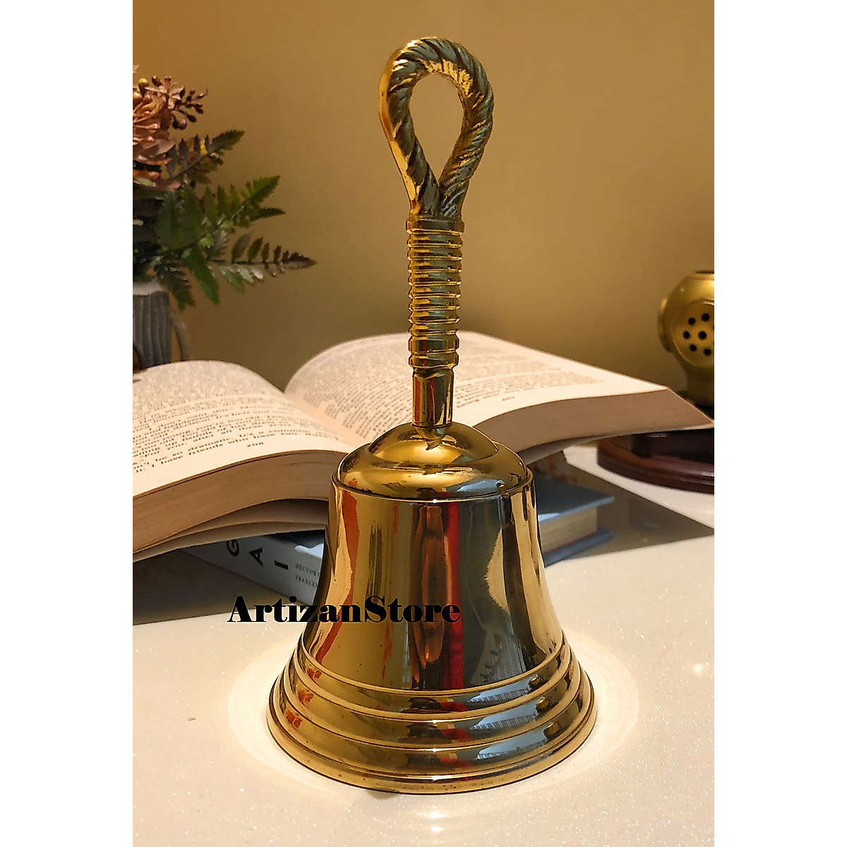 Nautical Brass Bell Handle 3.5 "-Nautical Brass Bells, 3" Nautical Bell Decoration Alarm, Ringing, Bell
