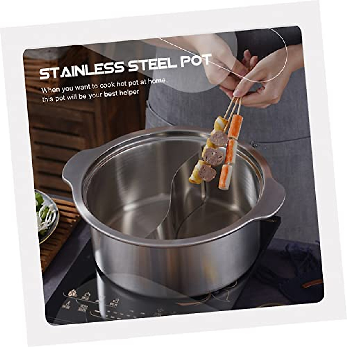 OKUMEYR 1pc Stainless Steel Skewer Pot Japanese Cookware Korean Cookware Nonstick Cookware Small Cooking Pot Chinese Shabu Shabu Kitchen Pot Household Pan Thicken Pot Food Cooking Pot Tool