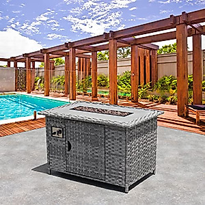 Courtyard Casual Costa Mesa Collection 1 Fire Pit Rectangular Shape, Grey