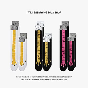 Crazy Funny Chicken Leg Socks - Funky Novelty Turkey Feet Socks for Women Girls Female Kids & Cool Animal Cartoon Cosplay Gifts Gadgets | Yellow Black 1 Pair Knee-high 1 Pair Over-knee