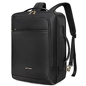 LIGHT FLIGHT Laptop Backpack Women, Large Computer Backpack for 17.3 Inch Laptop, Professional Womens Work Backpack, Convertible 3 In 1 Backpacks Water Resistant, Black