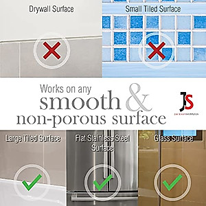 JS Jackson Supplies Set of Matte Black Suction Cup Rectangular Shower Shelves, (2) Caddies and (2) Suction Cup Shower Hooks