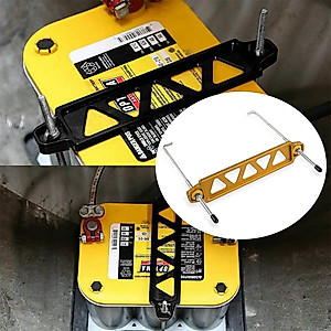 Battery Hold Down Bracket,Premium Aluminum Alloy Battery Tie Down Sets Provide Safe&Stable Driving Environment,Universal Car Battery Holder with 8" Stainless Steel J Bolts (Gold)