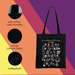 MNIGIU Occupational Therapy Tote Bag Occupational Therapist Gift Thank You Gift OT Handbag OT Graduation Gift (Black)