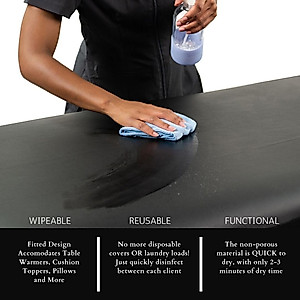 Sophi & Co. Vegan Lash Bed Cover - Wipeable, Reusable and Waterproof Fitted Linen, Excellent Spa Salon Massage Table Linen, Vegan Leather Spa Bed Topper, 1 Count (6ft, Black)