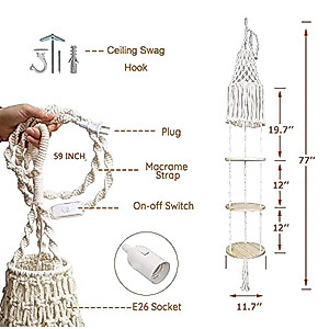 MAKEONEWO Macrame Wall Hanging Shelf - Upgrade Haning Plant Shelf Indoor Planter Holder Boho Macrame Plant Hanger for Bedroom, 2 Set