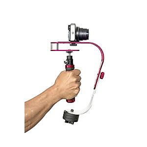 Roxant Pro Video Camera Stabilizer with Phone Clamp - Cameras up to 2.1lbs - Compatible with GoPro, Canon, Nikon & Smart Phones (Red)