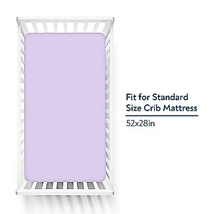 Crib Sheets Girl 4 Pack, Baby Crib Sheet for Crib Mattress and Toddler Bed Mattress, Soft Breathable Fitted Kid Toddler Sheets Set for Girls, Pink & Purple