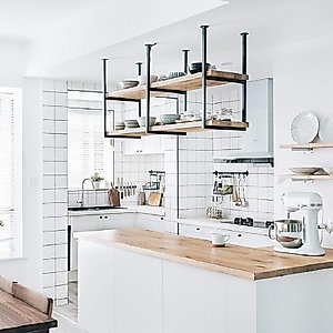 Floating Shelves，Rustic Ceiling Shelf Brackets 2 Layer，Wall-Mounted Decorative Rack for Bar Restaurant，Hanging，Easy to Install ( Size : 80*30*60cm )