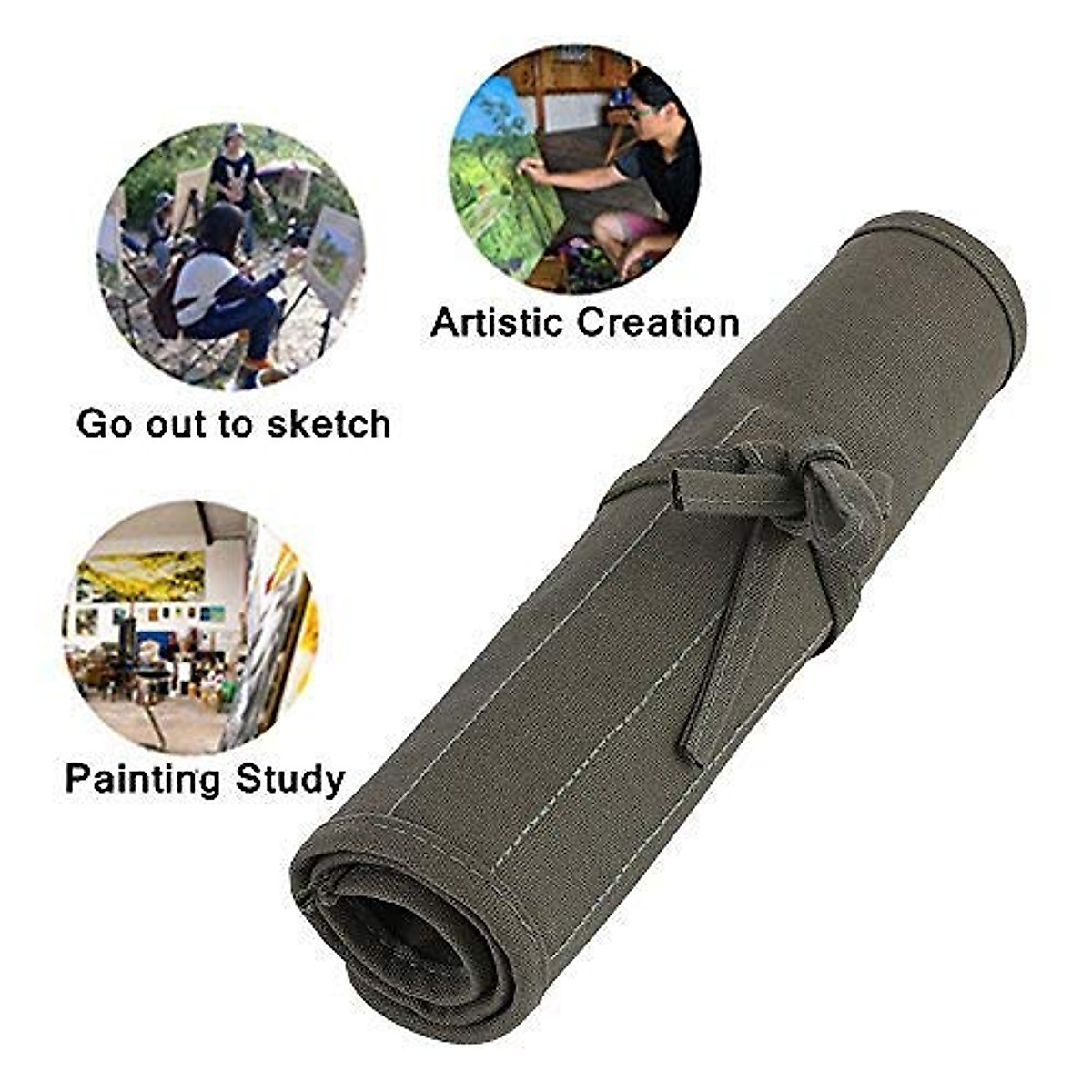 30 holes Paint Brush Bag Roll Up Canvas Paint Brush Case Draw Pen Watercolor Oil Paint ing Brushes Holder