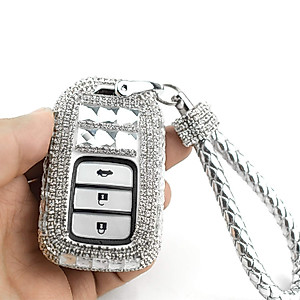 Car Key Shell Fob Key Cover with Bling Rhinestones For Honda Civic Accord CRV HRV