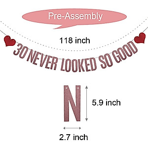 WEIANDBO 30 NEVER LOOKED SO GOOD Rose Gold Glitter Banner,Pre-Strung,30th Birthday/Wedding Anniversary Party Decorations Bunting Sign Backdrops,30 NEVER LOOKED SO GOOD