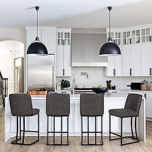 Sophia & William Counter Stools Set of 4,Counter Height 24" Bar Stools for Kitchen Island, Modern Bar Stools with Back, PU Leather Counter Stools Upholstered Bar Chair,Supports 300lbs,Dark Grey