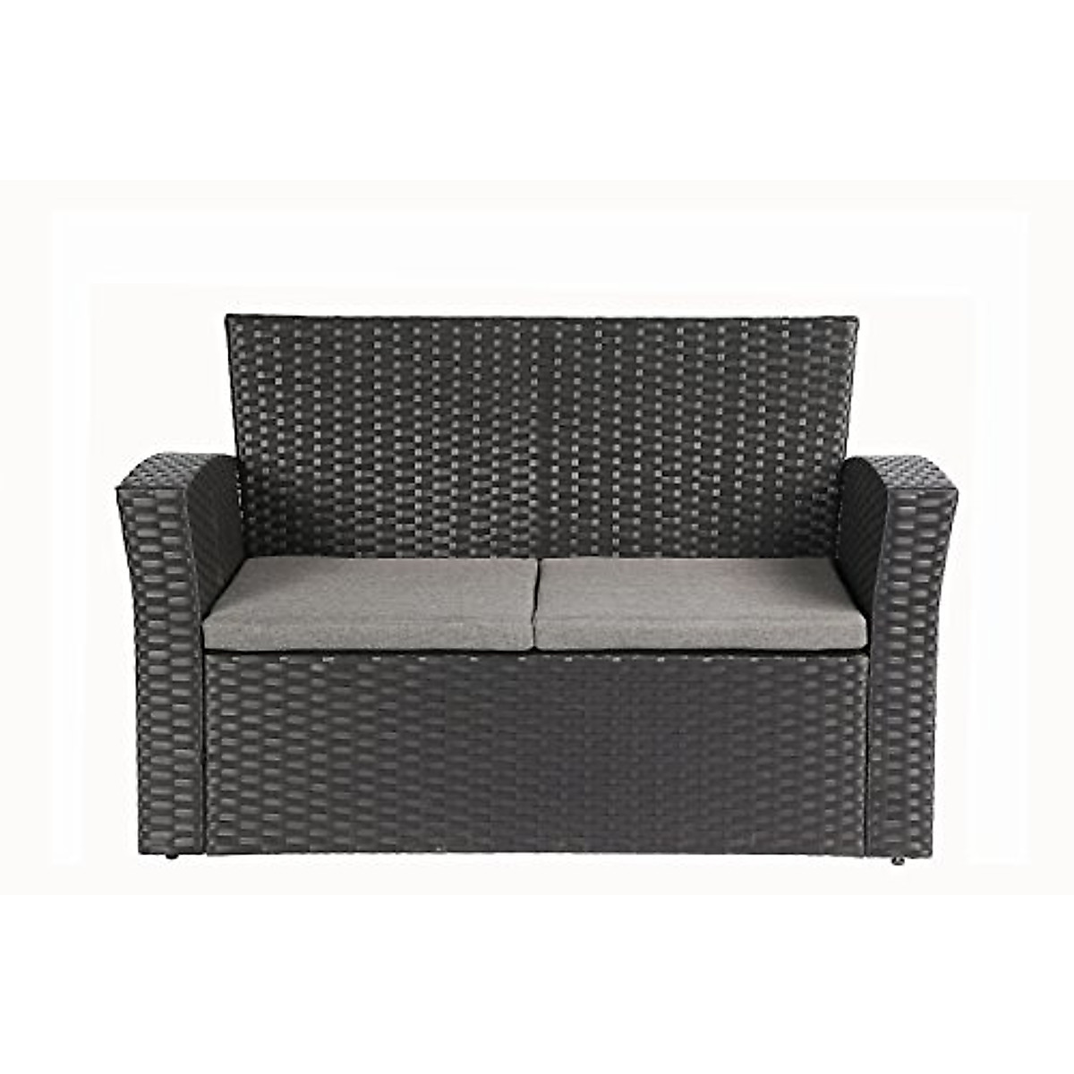 Baner Garden 4 Pieces Outdoor Furniture Complete Patio Cushion Wicker P.E Rattan Garden Set, Full, Black