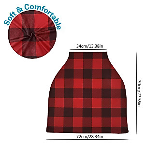 Nursing Cover Breastfeeding Scarf Red Black Buffalo Plaid - Baby Car Seat Covers, Stroller Cover, Carseat Canopy (824a)