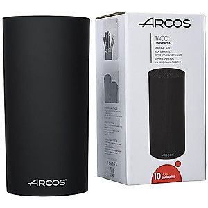 ARCOS Universal Knife Block Set Without Knives up to 8 Inch. 110x225 mm. 1225 gr. Made of thermoplastic Elastomer. Series Tacos Universales. Color Black