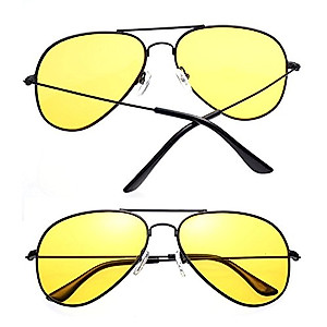 Runspeed Night Driving Glasses Anti Glare Polarized Aviator Sunglasses for Men Women Rainy Safe HD Night View Vision Goggles with Yellow UV400 TAC Lenses for Sports Outdoor Activities (Black025)