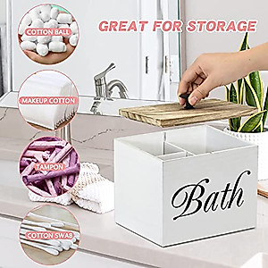 Tampon Storage Bathroom Container with Lid, Tampon Holder for Bathroom, Countertop Organizer Storage Box Tampons and Pad Organizer, Wood Movable Partition Feminine Product Organizer for Cosmetics