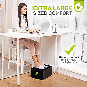 ErgoFoam XL Foot Rest for Stools and High Chairs - Adjustable Foot Rest for Added Height - Extra Large Premium Velvet Soft Foam Footrest (Black)