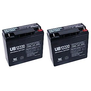 UPG Universal Power UB12220 12 Volt 22 AmpH SLA Replacement Battery - 2 Pack