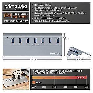 USB 3.0 Hub, Tendak 8 Ports Powered USB Hub Splitterwith Individual On/Off Switches and 5V/4A Power Adapter for PC Laptop HDD Disk Mac Pro/Mini