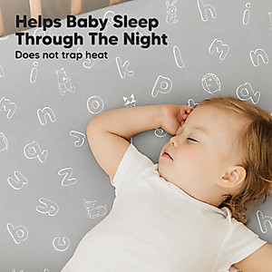 Pack and Play Sheets Fitted, 2-Pack Mini Crib Sheets - Pack N Play Sheets, Organic Fitted Crib Sheet for Pack and Play Mattress, Playard Baby Crib Sheets,Crib Sheets Neutral for Boys,Girls (ABC Land)