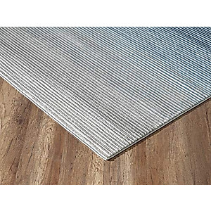 Abani Grey & Blue Minimalist Striped 4' X 6' Area Rug - Rustic Rugged Contemporary Modern Style Accent Rug, Vista Collection Rugs