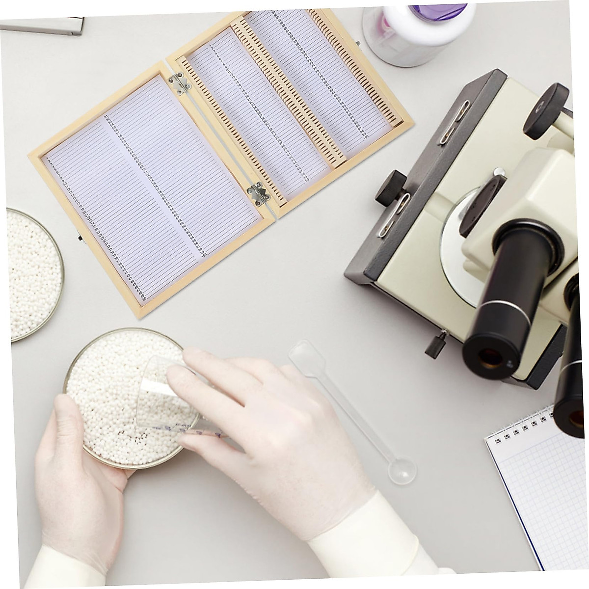 CIYODO Box Biological Slice Box Wooden Slide Storage Holder Slide Storage Wooden Holder Microscope Metal Slideshow