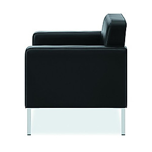 HON Corral Leather Club Chair, Guest Chair for Office Space, Black (HVL887)