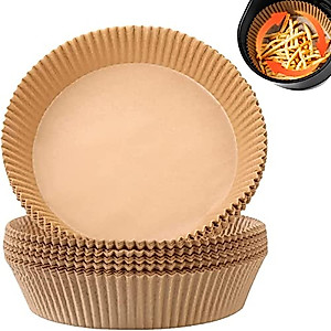 HOMYHOME Air Fryer Disposable Paper Liner, 50PCS Non-stick Disposable Air Fryer Paper Liners, Baking Paper for Air Fryer Oil-proof, Water-proof, Parchment for Baking Roasting Microwave (7.9inch)