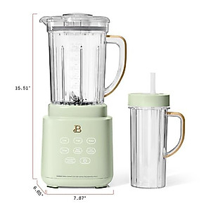 Beautiful PowerExact Blender System, 700W, 50oz Tritan Jar, 20oz Single-Serve Cup (Sage Green) by Drew Barrymore