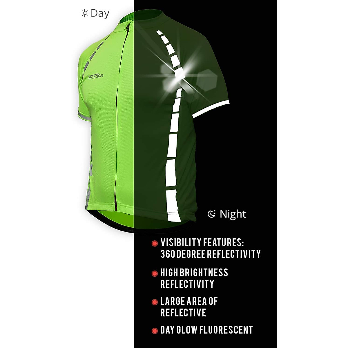 ReflecToes High Visibility Cycling Jersey - Reflective Hi-Viz Cycling Shirt Men and Women Yellow