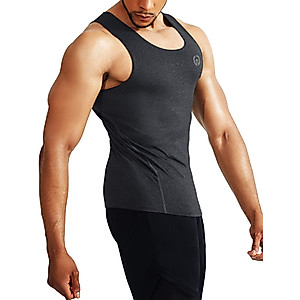 NELEUS Men's 3 Pack Compression Tank Top Athletic Undershirts,5074,Black (Grey),US XL,EU 2XL