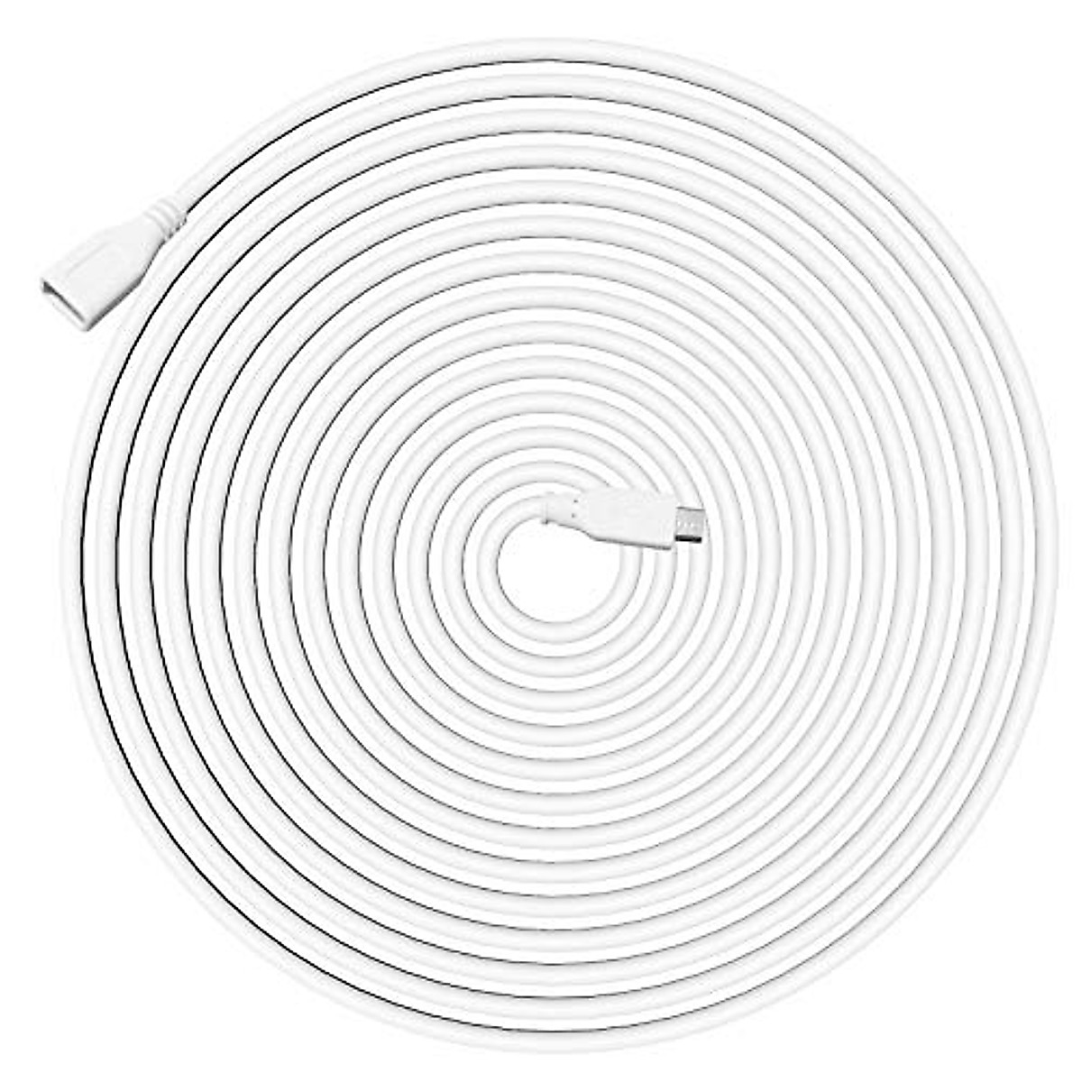 Jeasun 19ft Male to Female Micro USB Power Extension Cable - Ideal Replacement Cord for Powering Up Your Security Cameras,Ring Stick Up Solar Panel - White