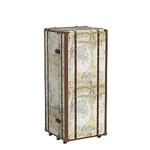Design Toscano Italian-Style World Map Cocktail Bar Steamer Trunk, 49.5 Inch, full color