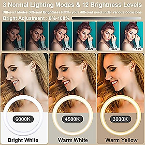 13" Selfie Ring Light with 63" Tripod Stand & 3 Phone Holder, LED Camera Ringlight with 48 RGB Colors Modes & Musical Rhythm Mode and 12 Brightness Dimmable for Makeup/Photography/Videos/Vlog/TikTok