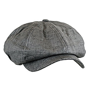 Men's Linen 8 Panel Applejack Gatsby Newsboy Ivy Hat (Grey)