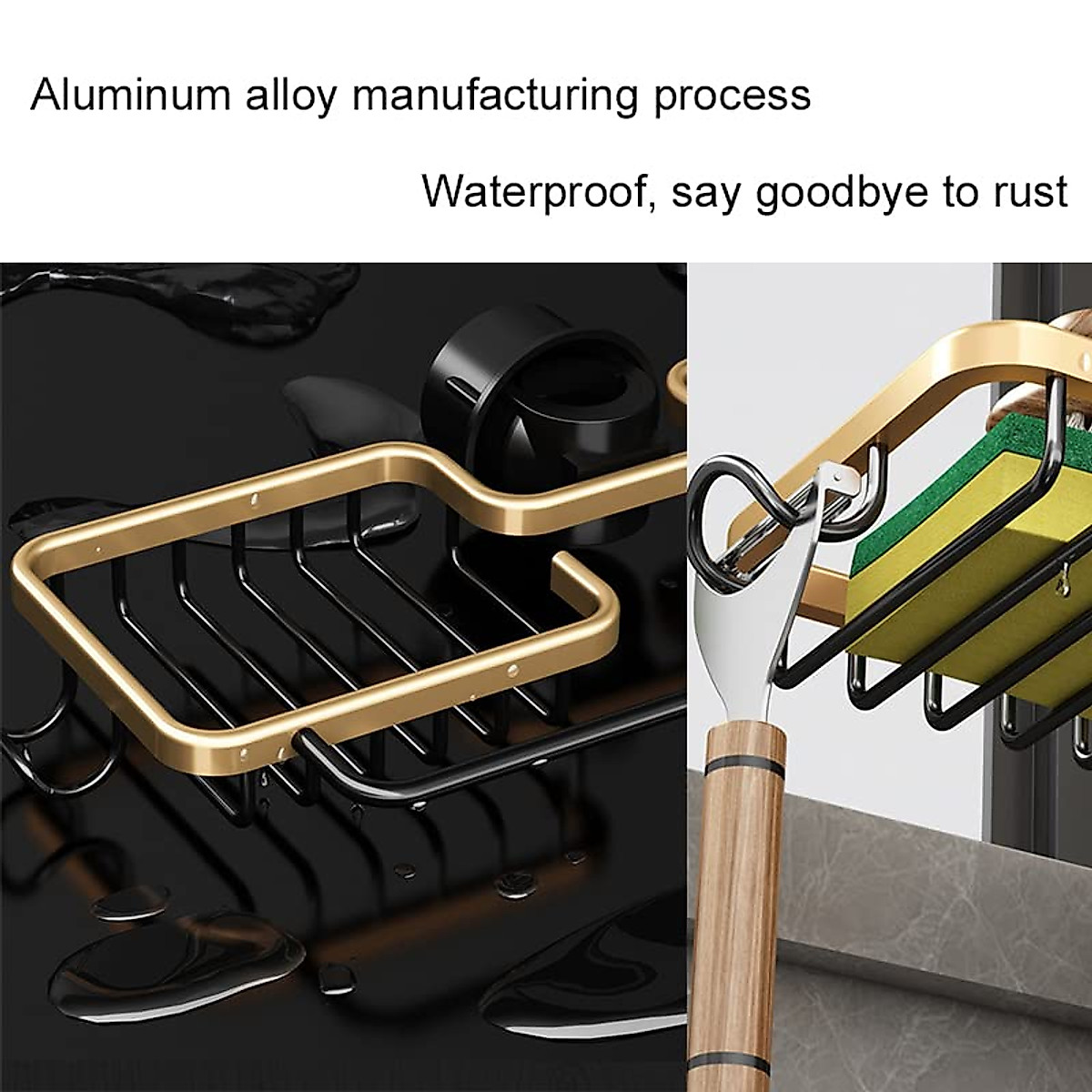 canjuxk Sponge Holder for Kitchen Sink,Kitchen Sink Sponge Holder Aluminum Organizer for Kitchen Bathroom Accessories Compatible with Faucets 0.8-1.1 Inches in Diameter