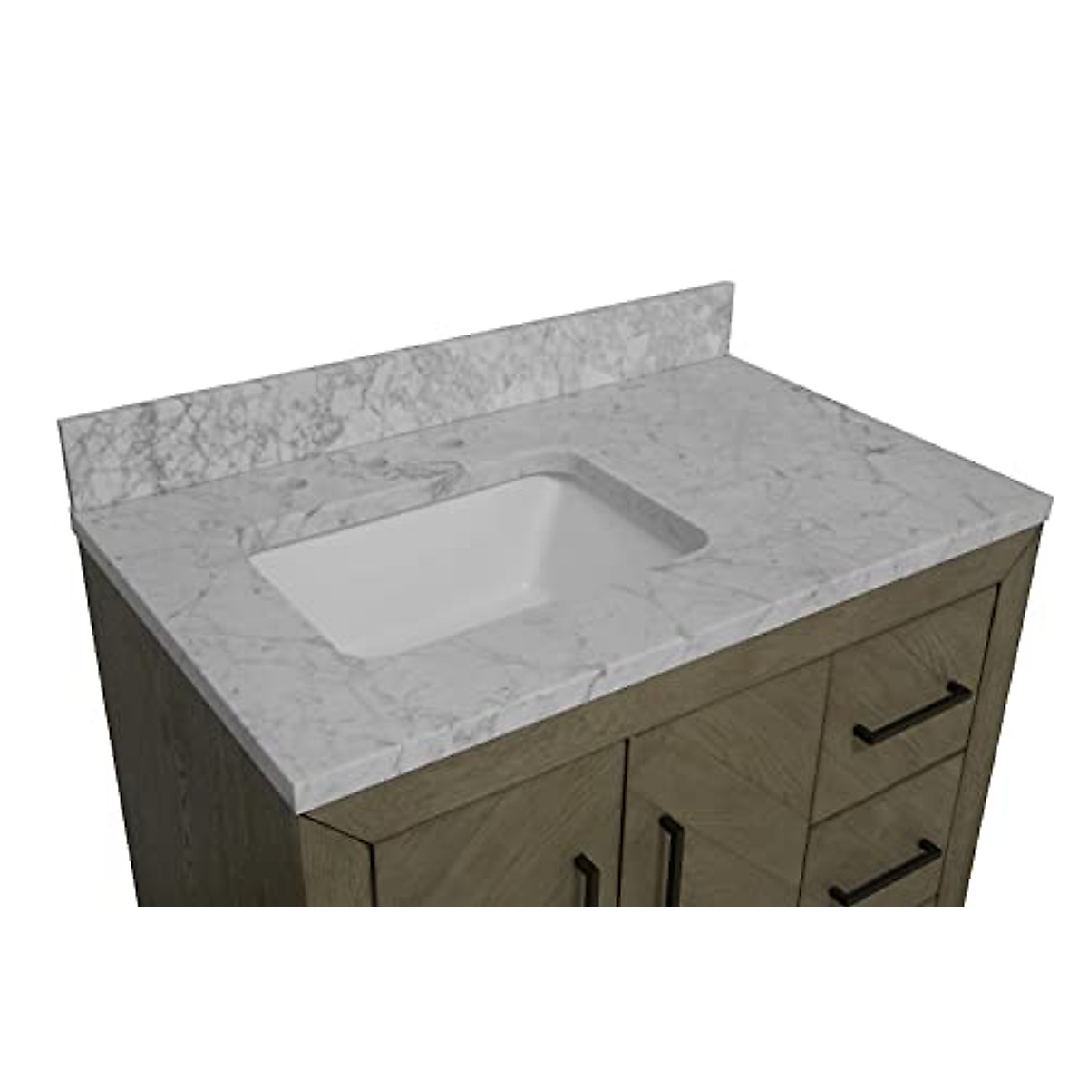 Peyton 36-inch Bathroom Vanity (Carrara/Gray Oak): Includes Gray Oak Cabinet with Stunning Carrara Marble Countertop and White Ceramic Sink