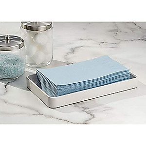 iDesign Gia Metal Guest Towel Tray, Non-Slip Vanity Board for Bathroom, Kitchen, Office, Craft Room, Countertops, Closets, 9.62" x 5.62" x 1.07", White