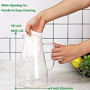Tbgllmy 2 Liter 68 Ounces Glass Pitcher With Lid, Hot&Cold Water Pitcher With Handle, for Homemade Beverage, Juice, Iced Tea and Milk